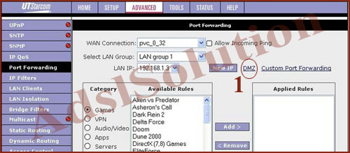 Utstarcom UT300R2U aprire porte emule